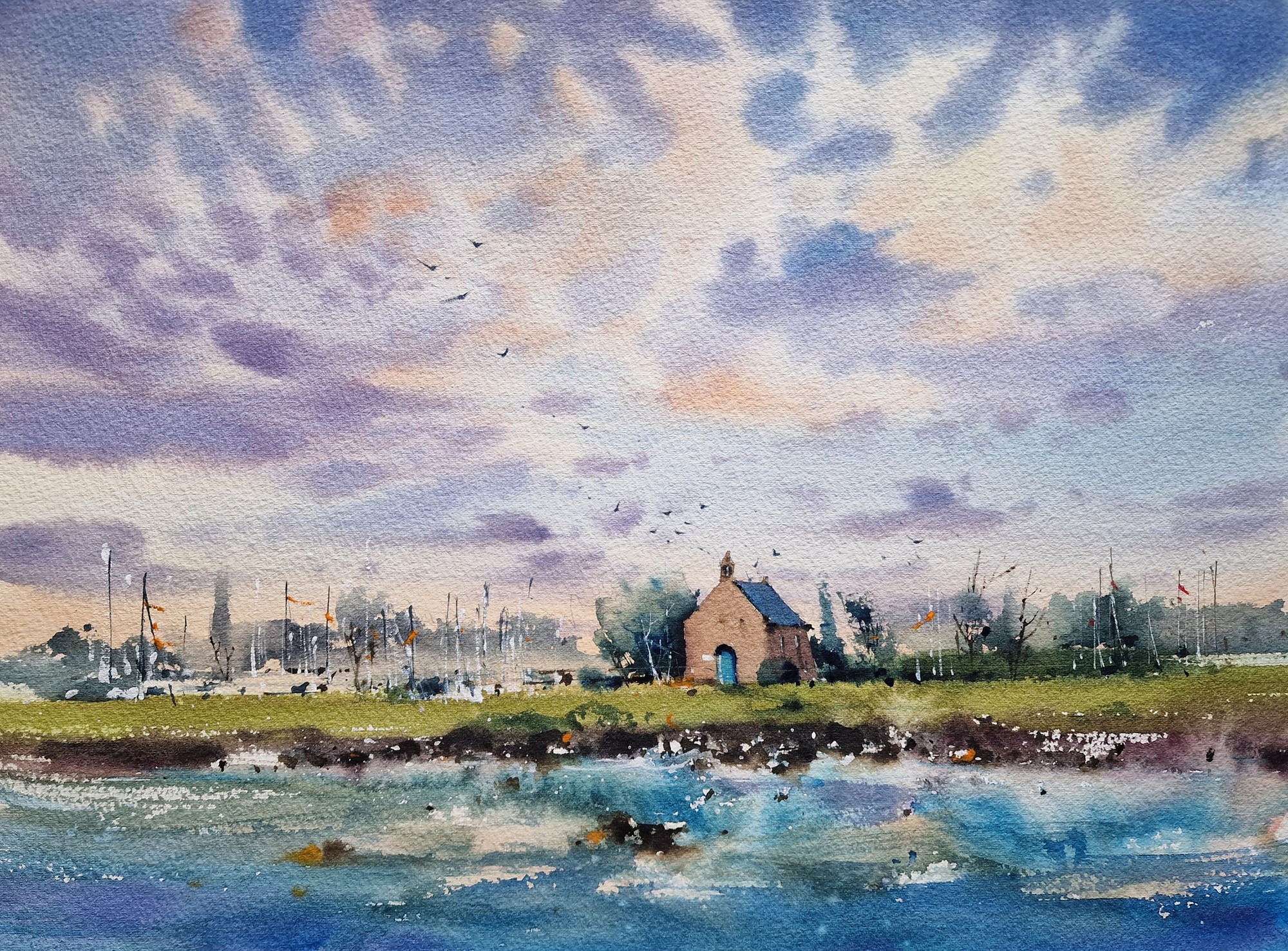 Acuarela Casita Bretona Blanca Alvarez Watercolors
